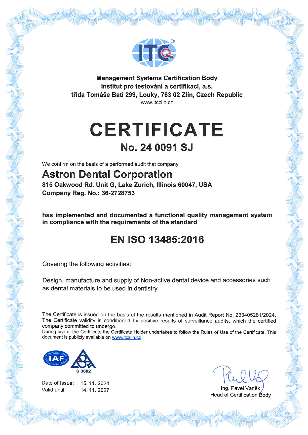 Certifications | Astron Dental